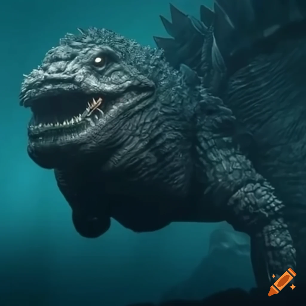 Image of a gigantic godzilla in the deep sea on Craiyon