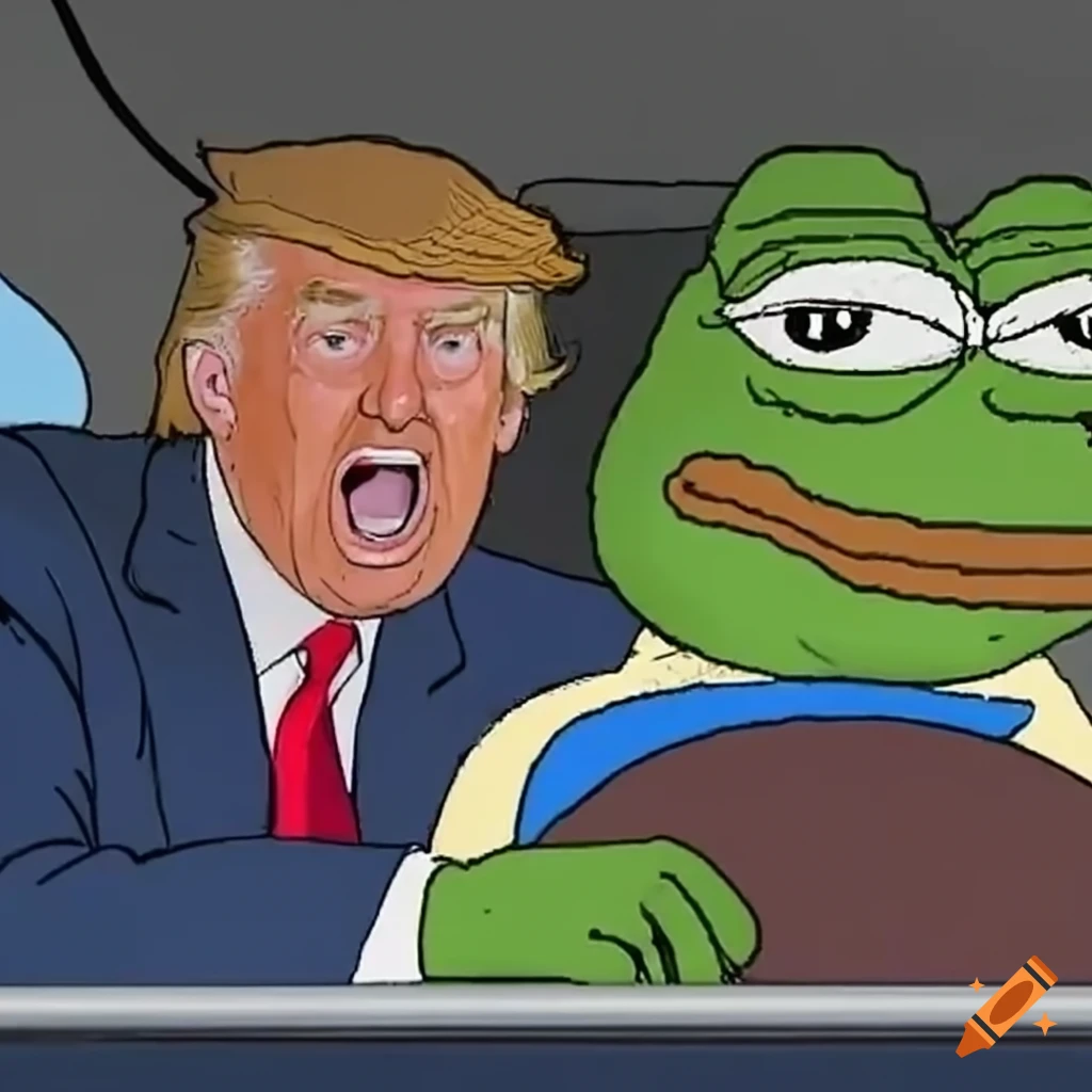 Satirical image with donald trump and pepe the frog