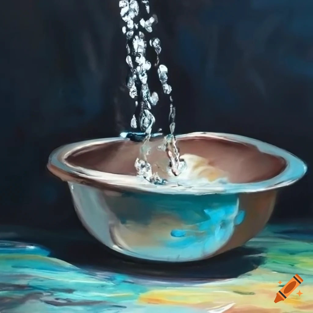 Drawing of water pouring into a sink