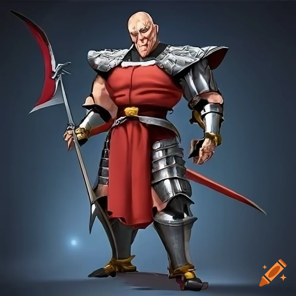 Medieval knight character with scythe on Craiyon