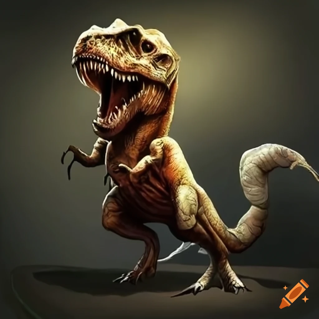 Artwork of a hybrid creature with t-rex, scorpion, and rabbit features ...