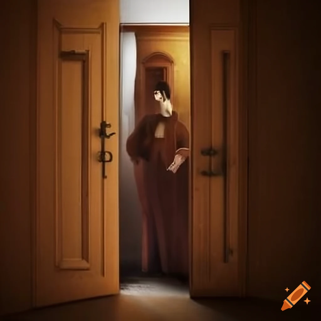 Image of a majestic door with a glowing figure on Craiyon