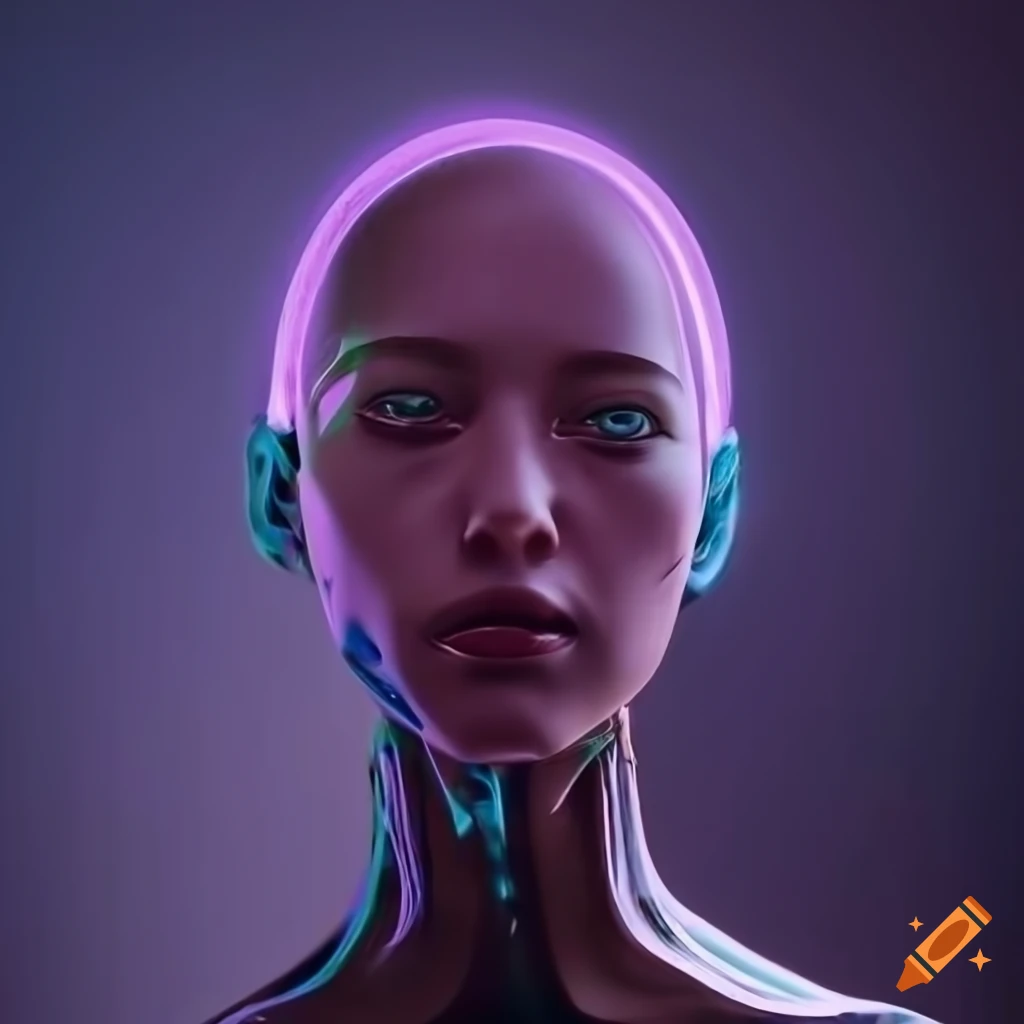Digital art of a mesmerizing glass android on Craiyon