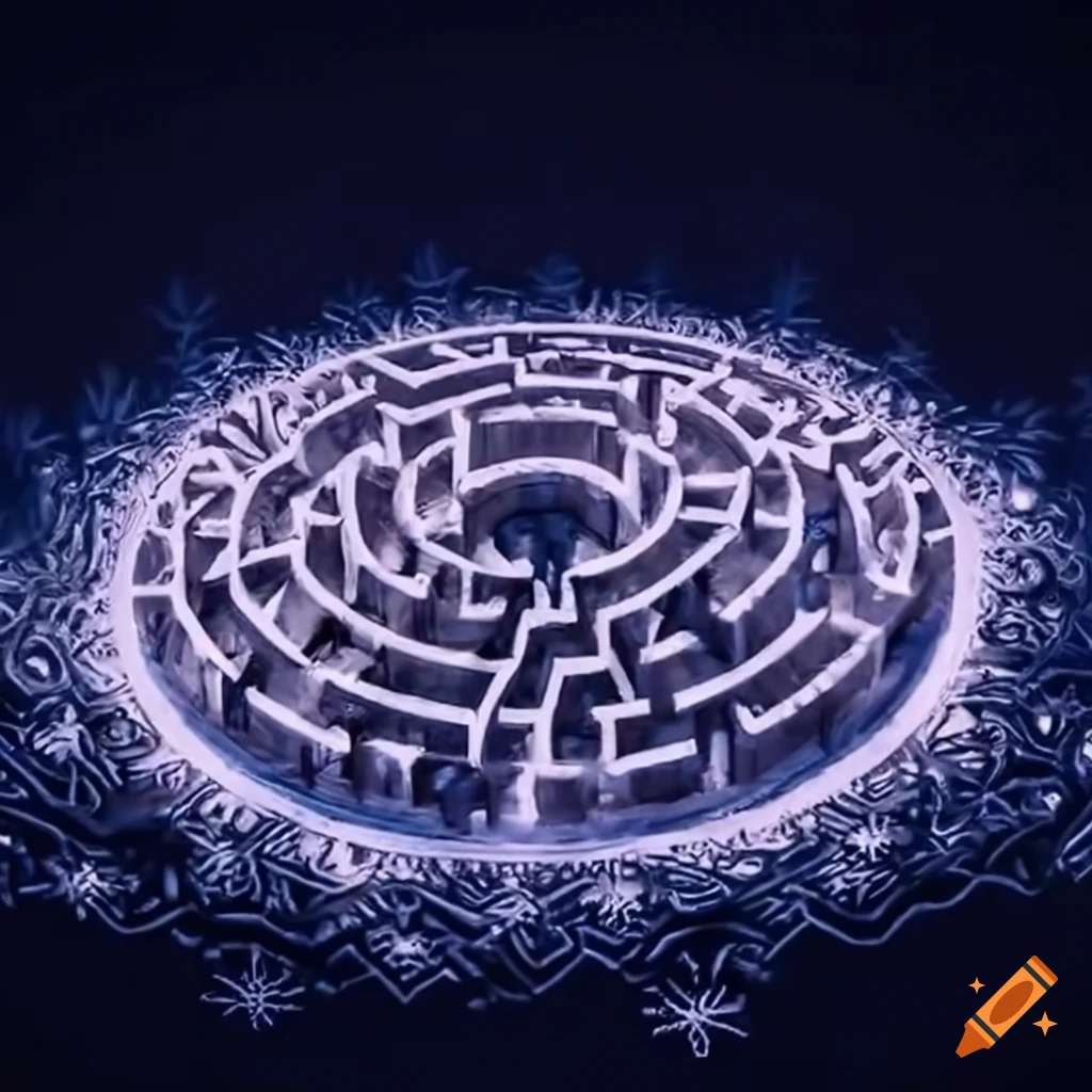 Tabletop maze with giant snowflakes