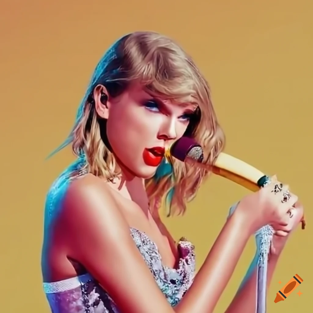 Taylor swift performing on a giant banana on Craiyon