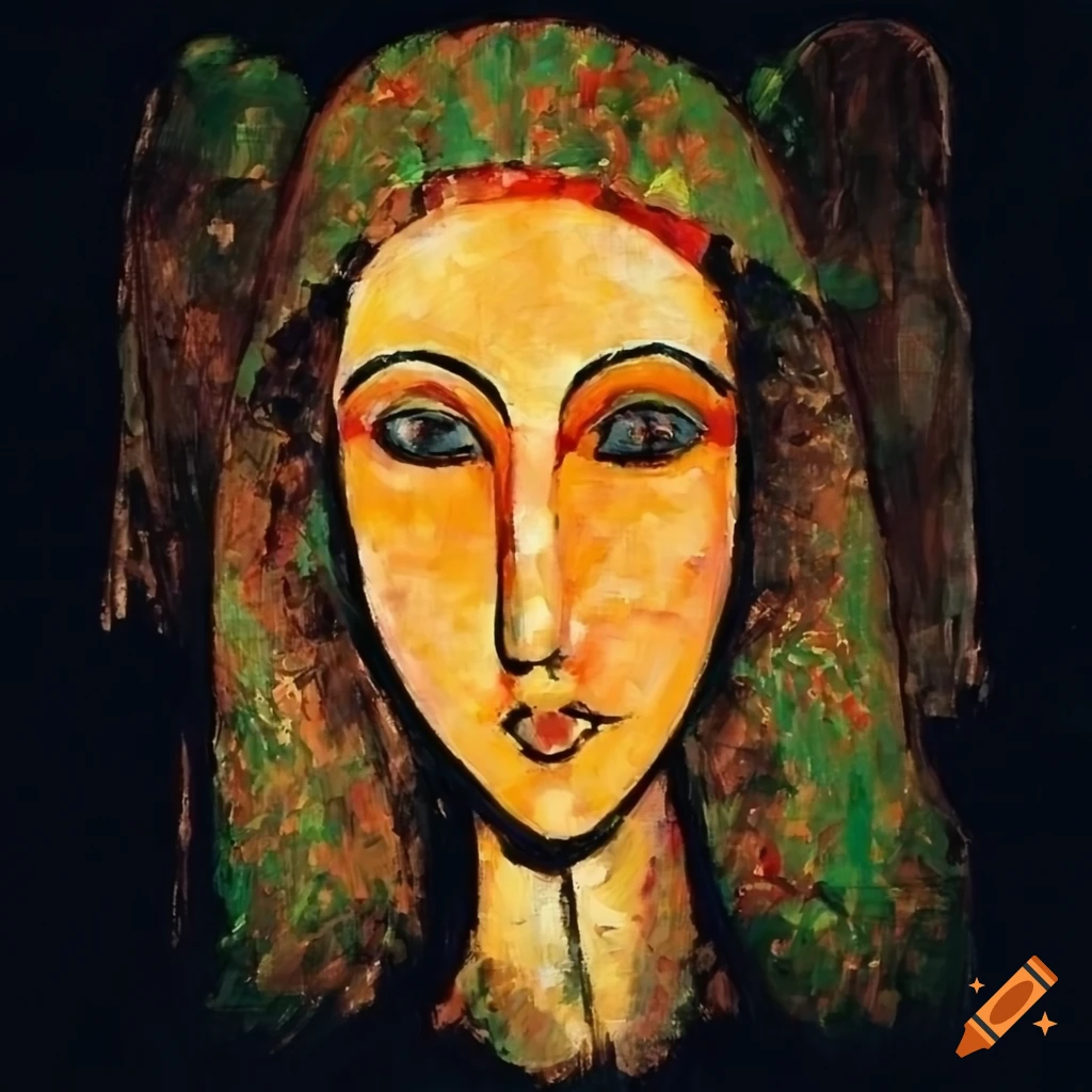 Stegosaurus portrait in style of Modigliani on Craiyon