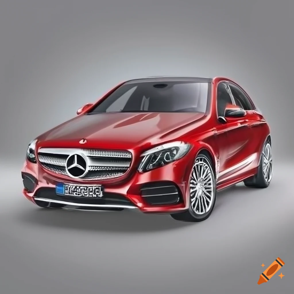 Red mercedes benz on white background