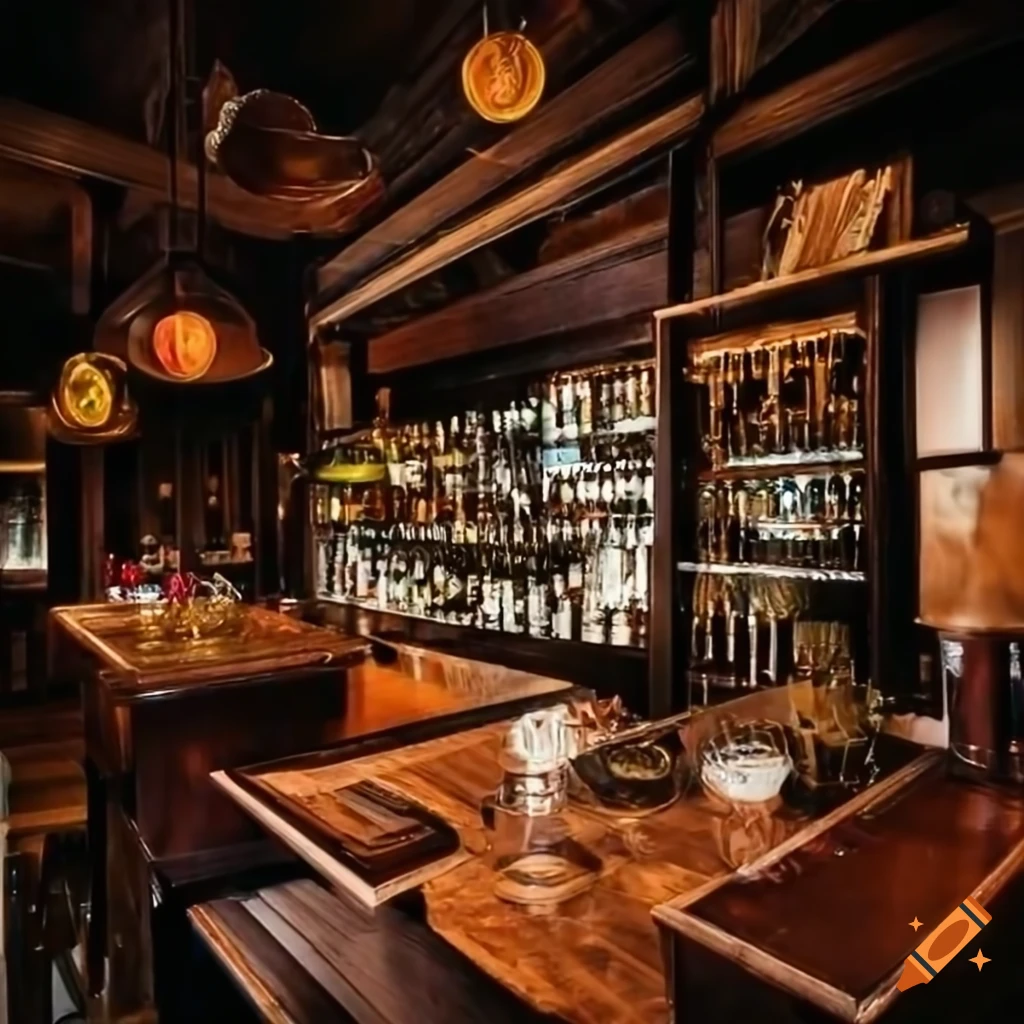 Vibrant bar scene with people enjoying drinks