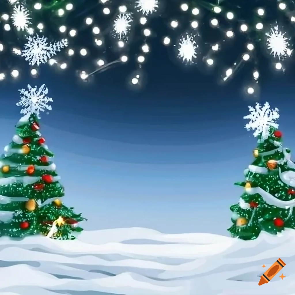 Festive snowy scene with christmas decorations