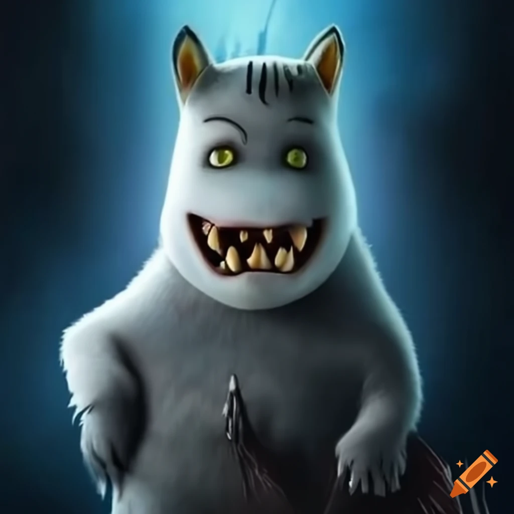Moomin cartoon character as a werewolf on Craiyon