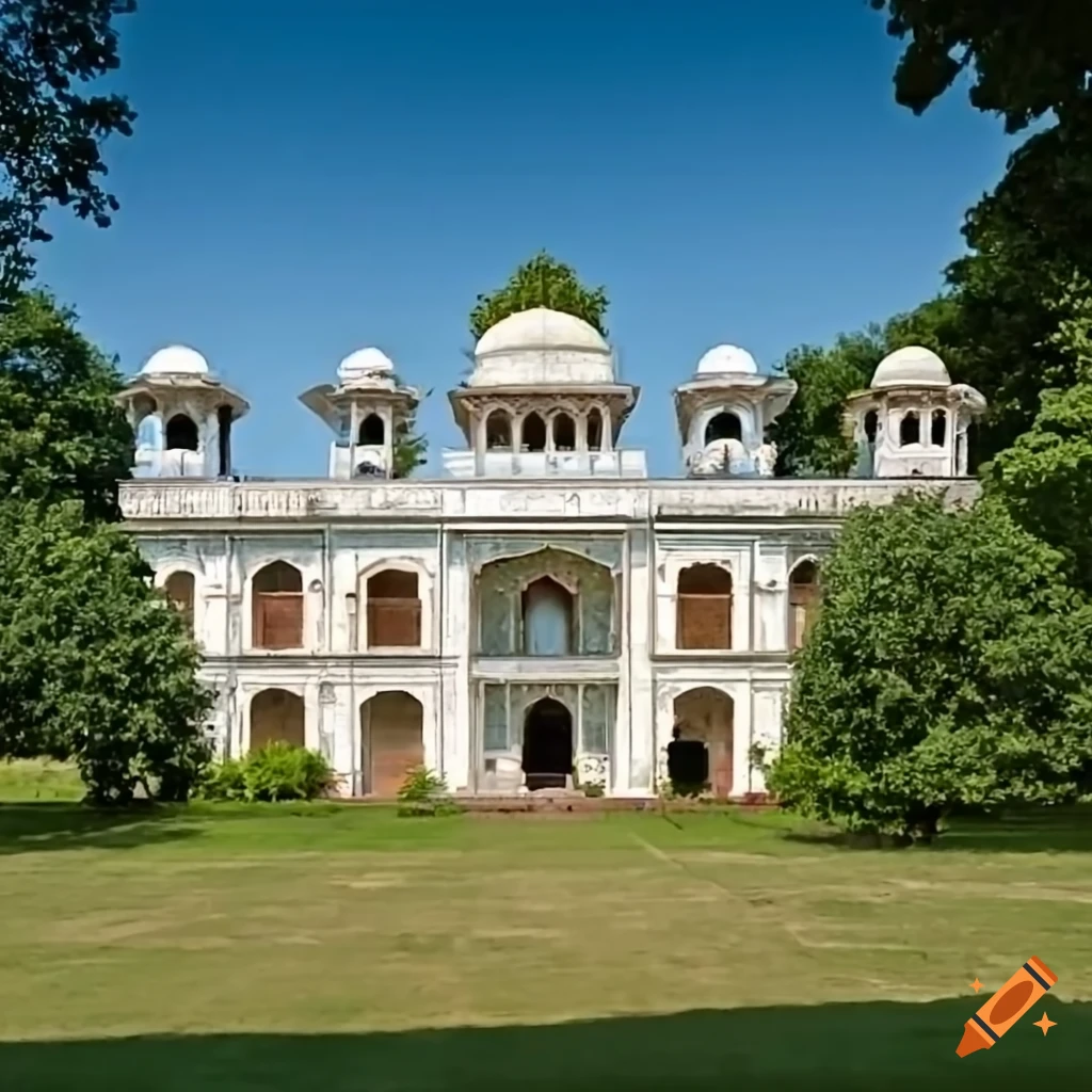 Full frontal elevation of Mughal architectural style building on Craiyon