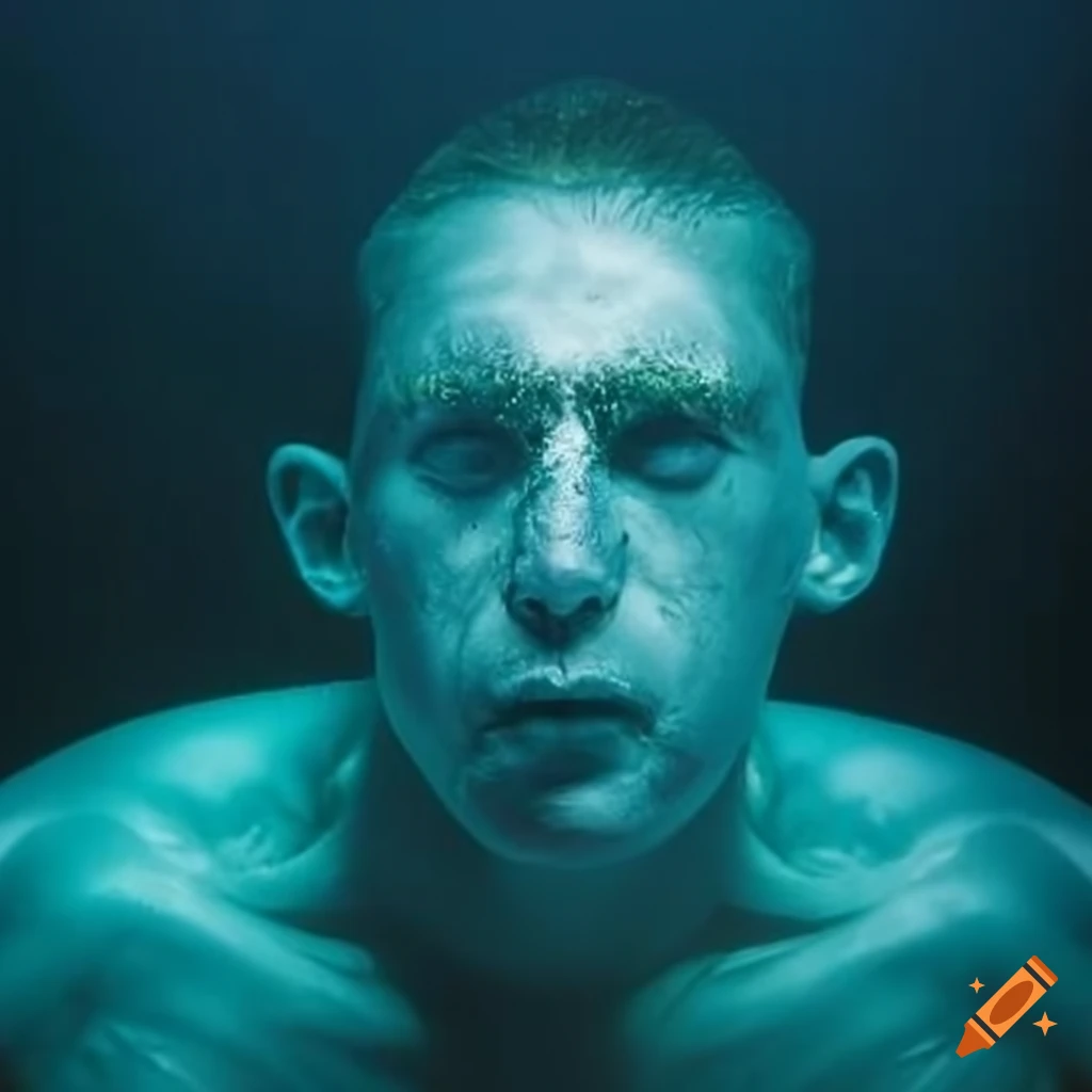 Man's face submerged in water on Craiyon