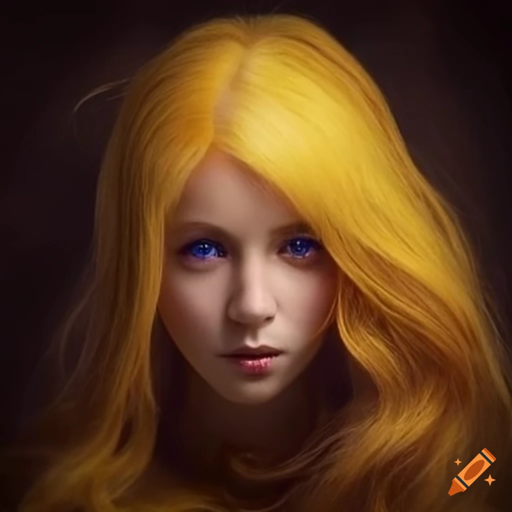 Image of an enchanting elf with golden hair and purple eyes