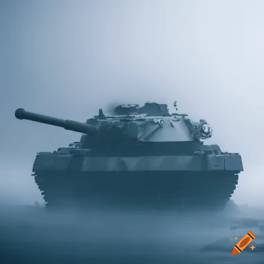 Image of a tank emerging from dense fog