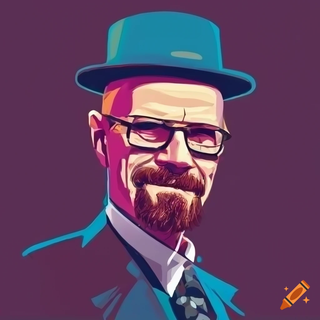 Vector art of heisenberg with a beard and sunglasses on Craiyon