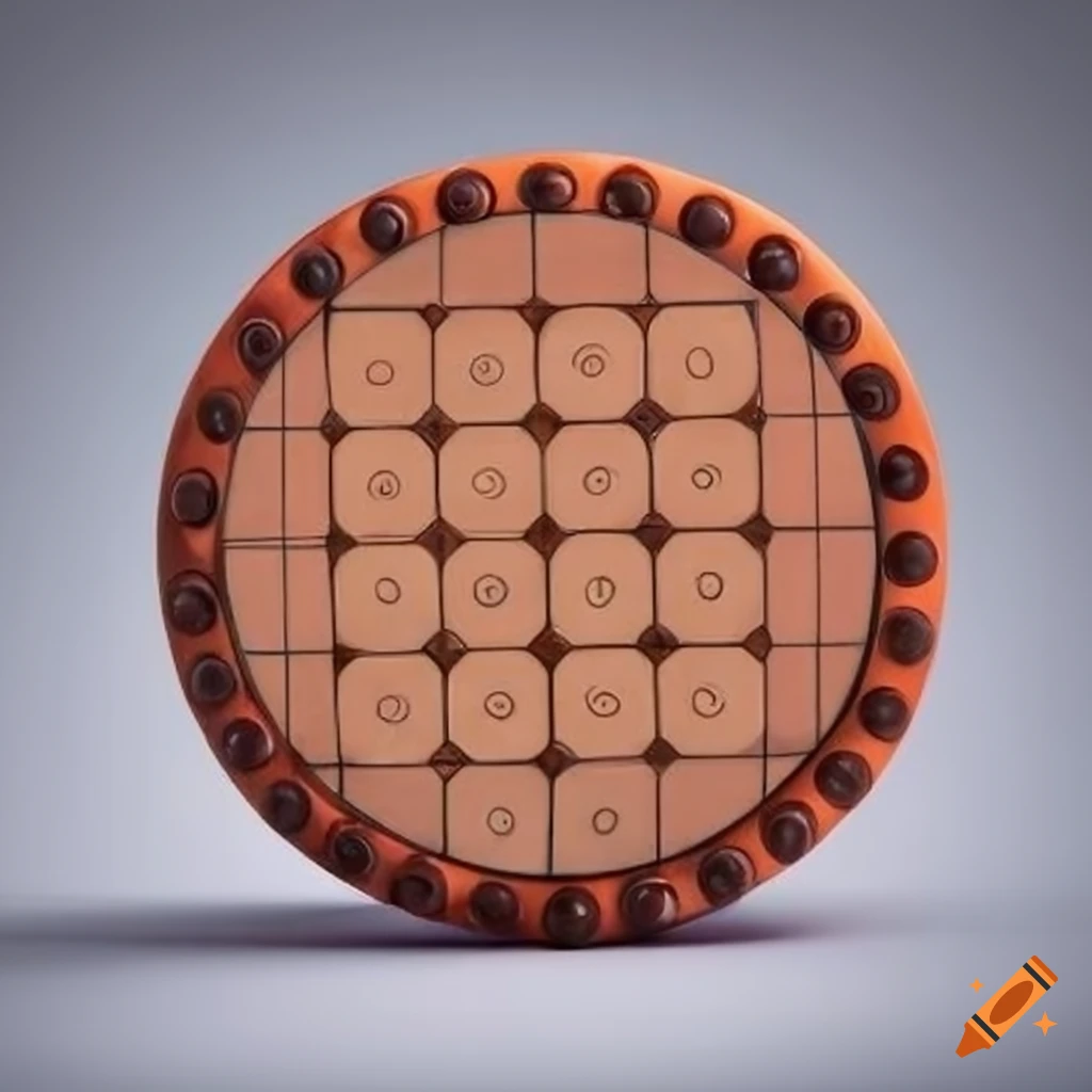 Circle checkers game piece on white background