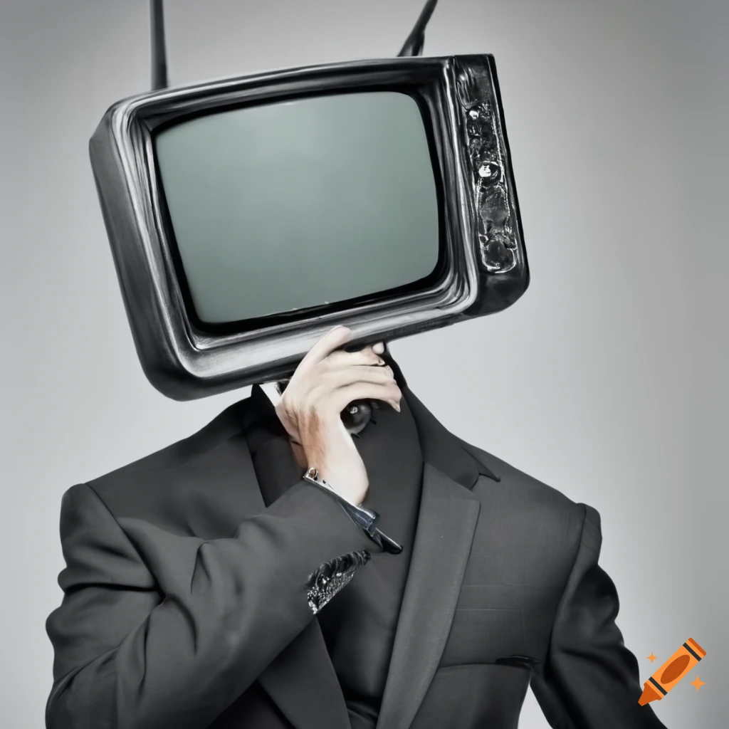 Digital art of a man with a tv head