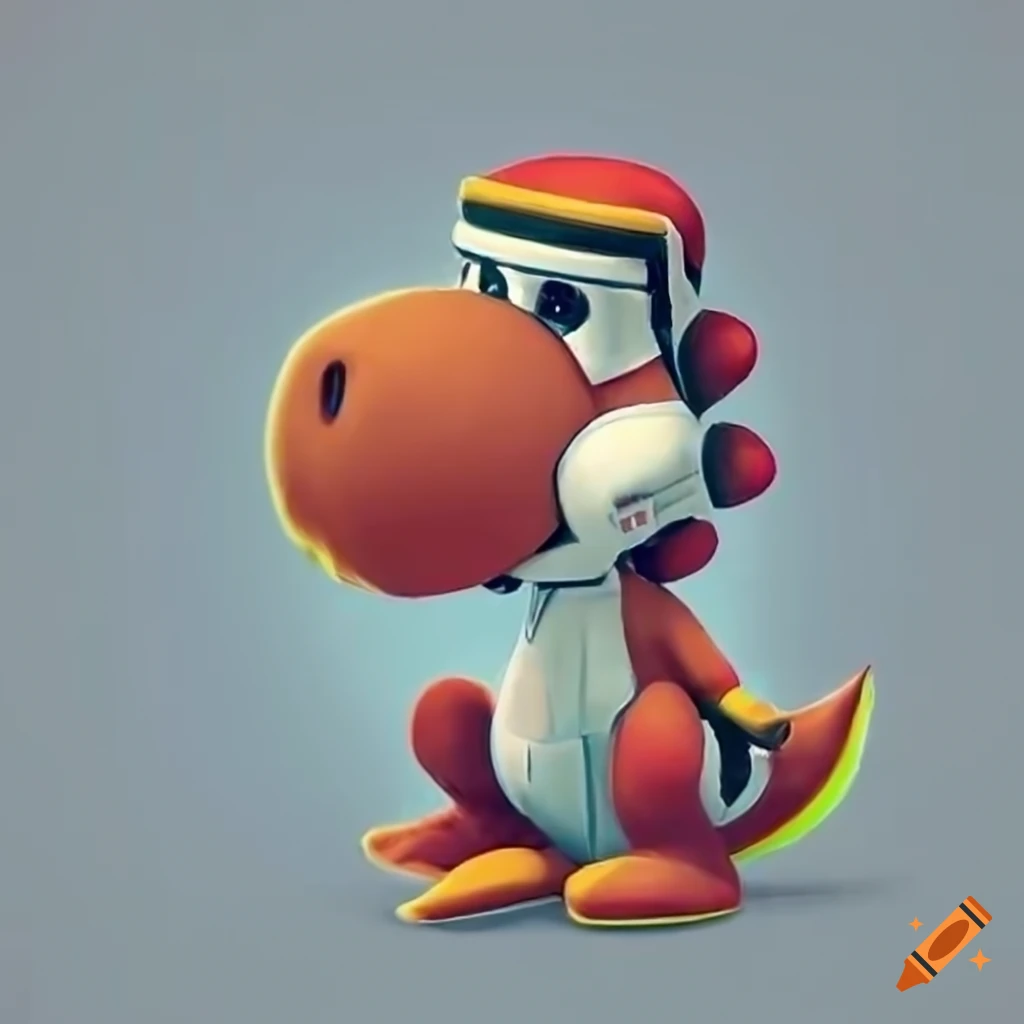 Yoshi and stormtrooper crossover artwork