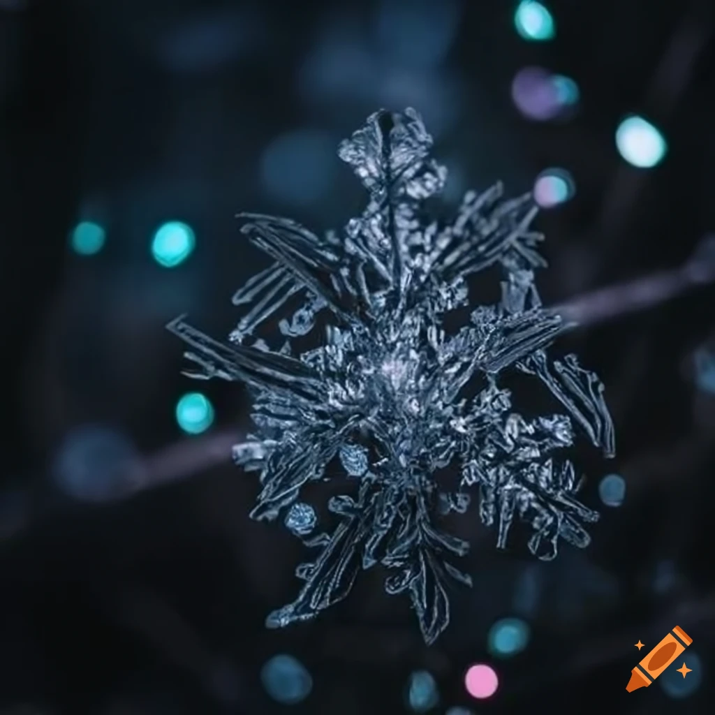 Close-up of a realistic ice flake on Craiyon