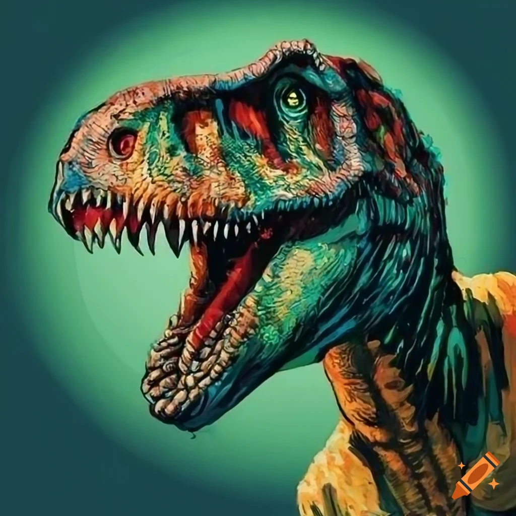 Portrait of a t-rex in the style of van gogh on Craiyon
