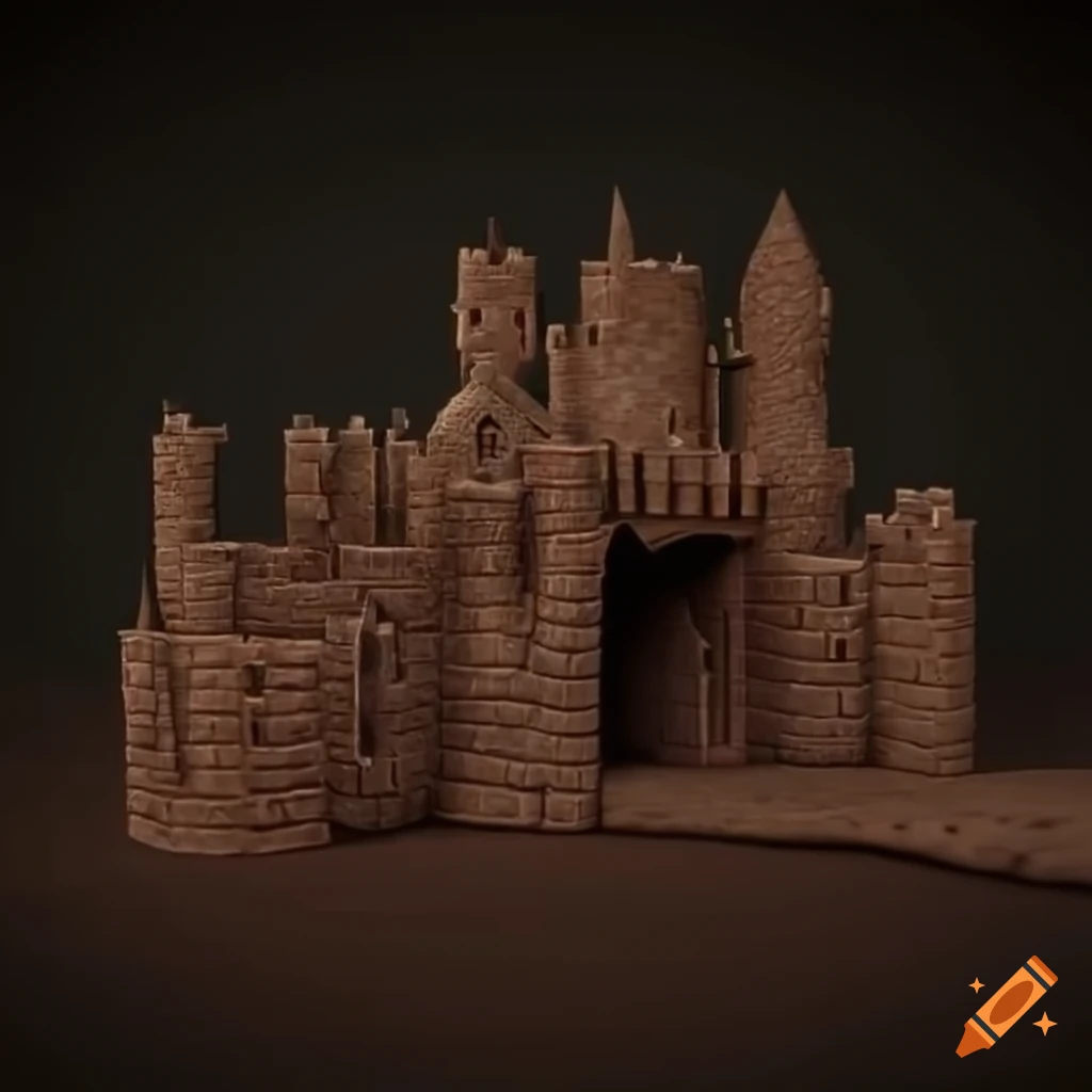 Clay castle with intricate details and 3d texture on Craiyon