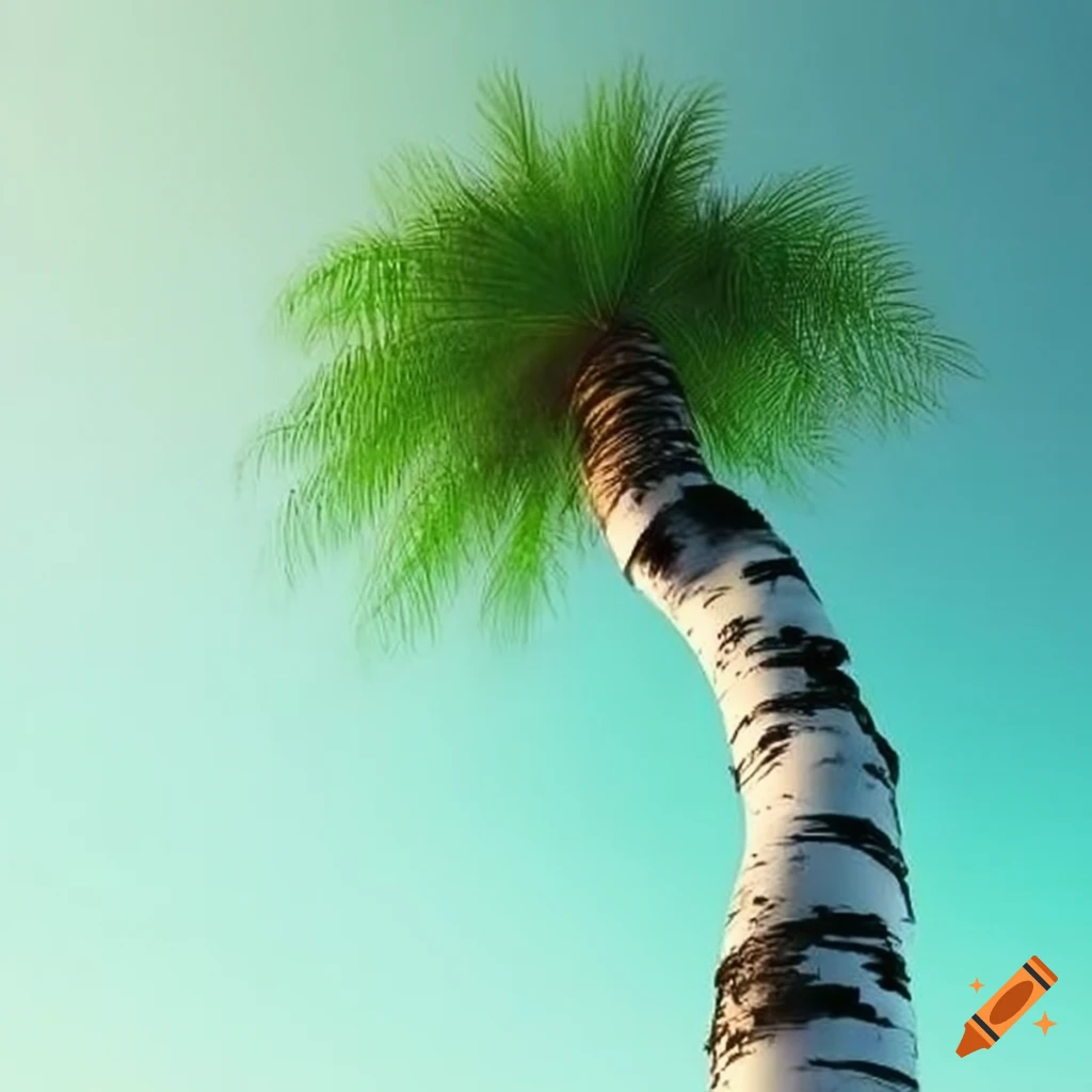 Magical transformation of palm trees into birch trees