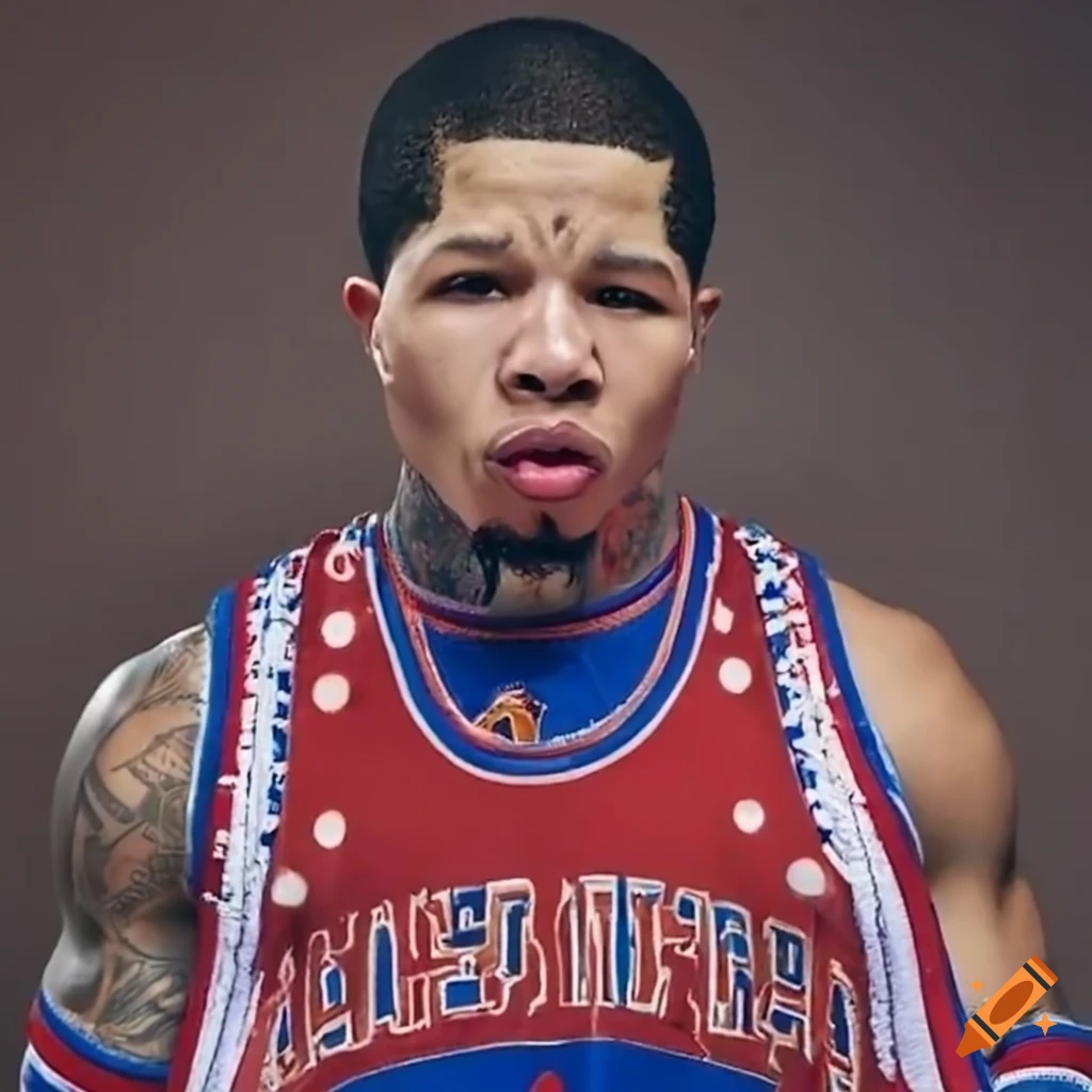 Gervonta tank davis as a harlem globetrotter on Craiyon