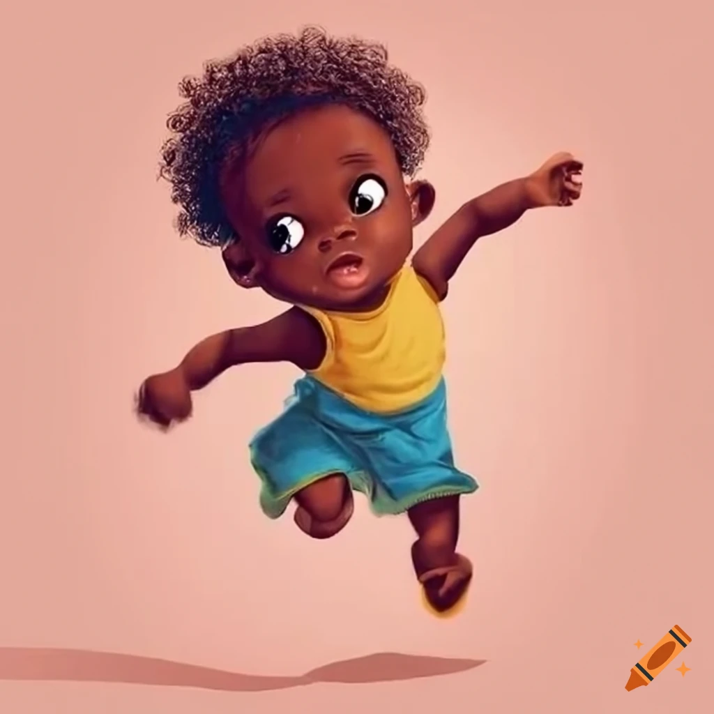 Cute african child running on Craiyon