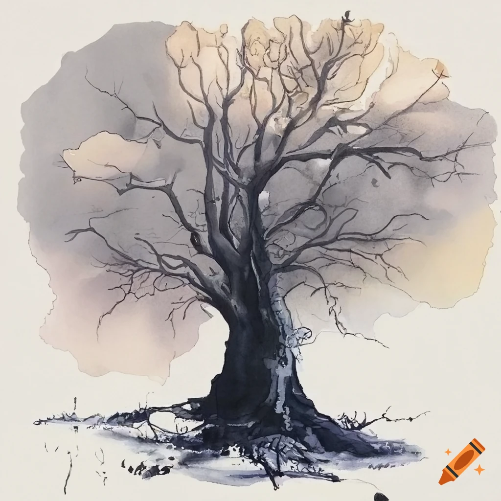 Ink paintings of trees on Craiyon