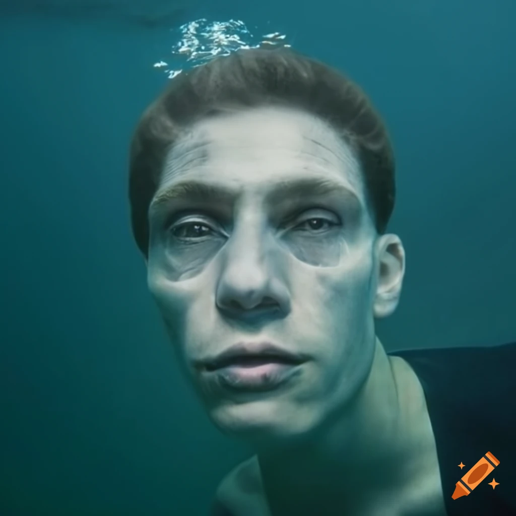 Underwater portrait of a man's face