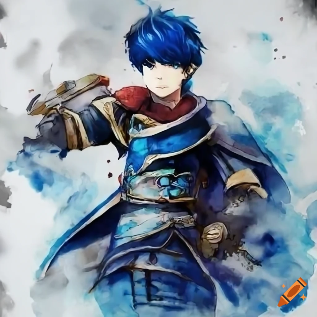 Black and white image of ike from fire emblem on Craiyon
