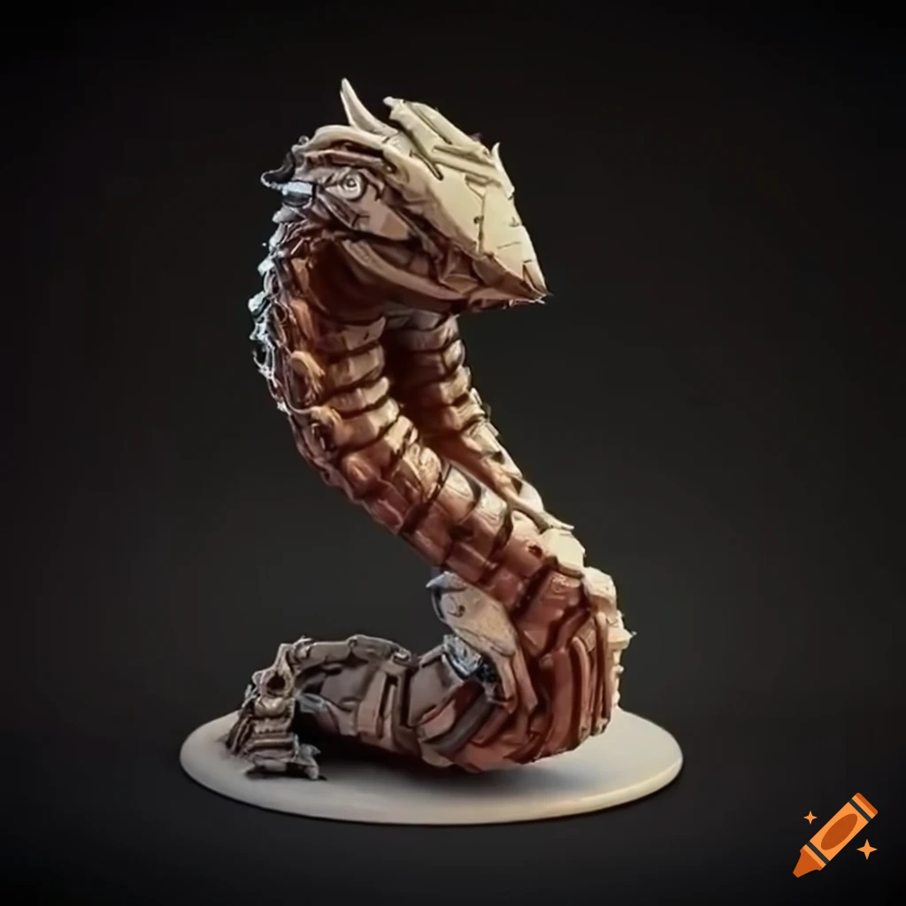 Detailed miniature of a biomechanical snake on Craiyon