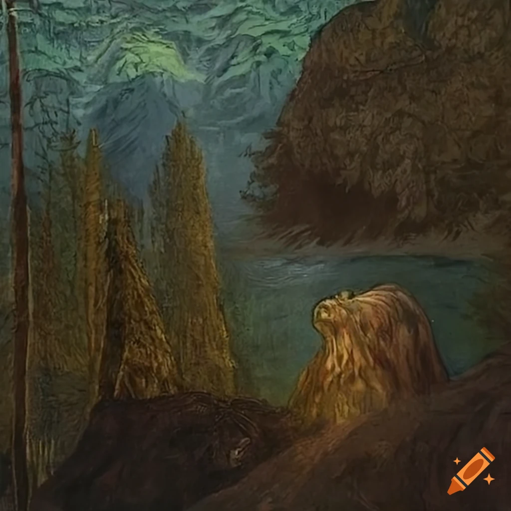 Color serigraph of native Salish motifs and designs on Craiyon