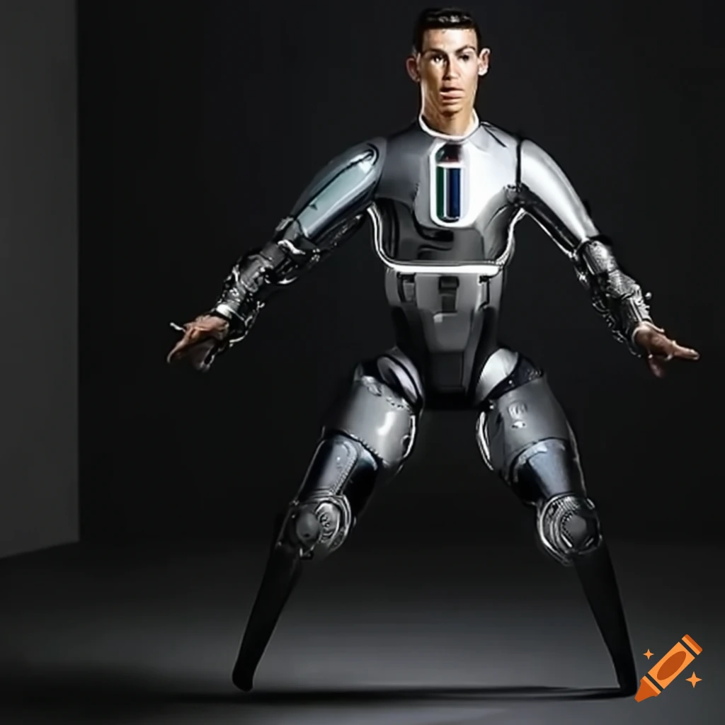 Cristiano ronaldo with robotic enhancements on Craiyon