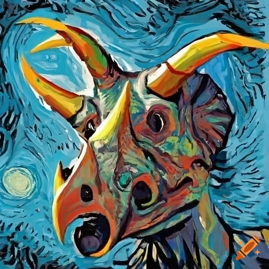 Triceratops portrait in van gogh style on Craiyon