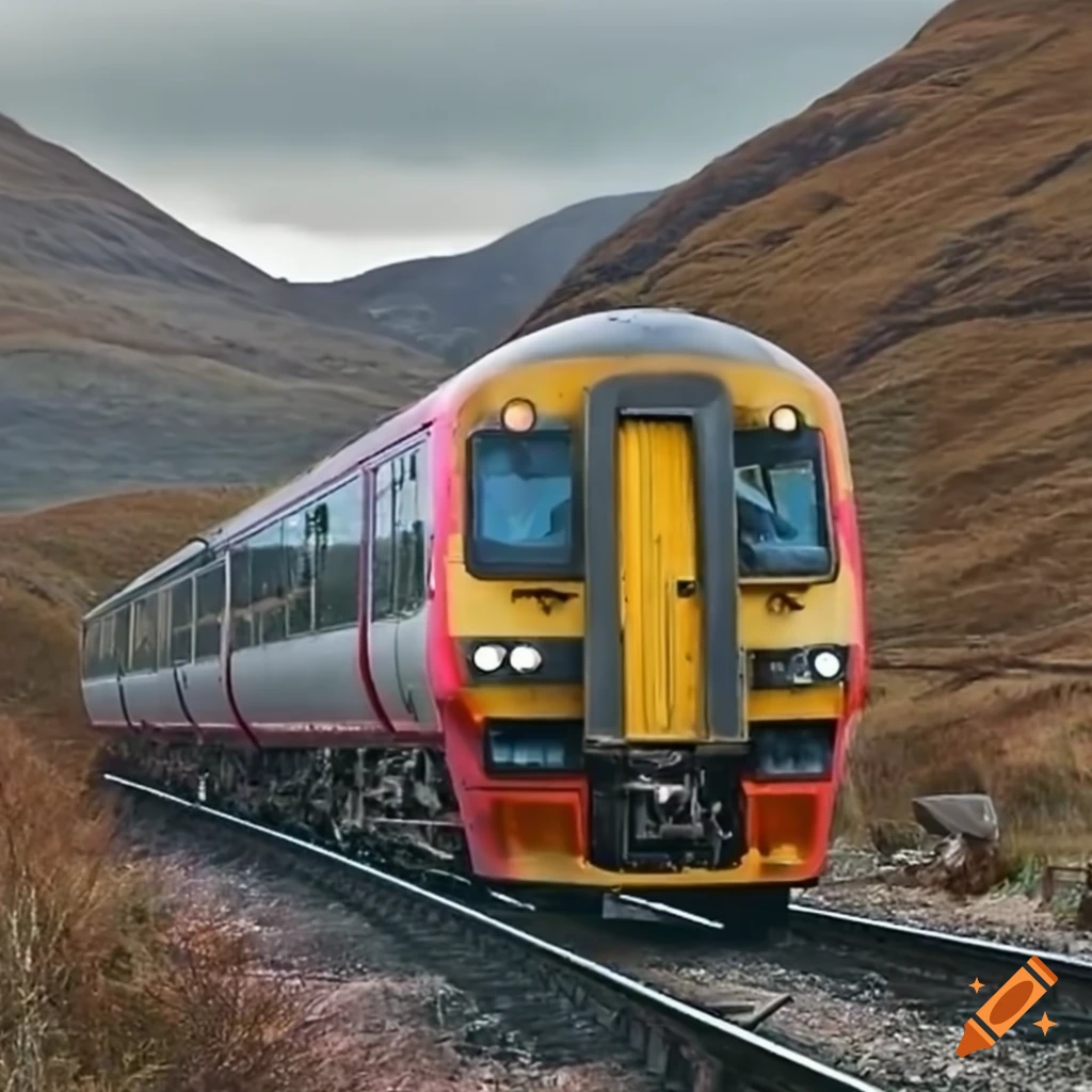 Side view of a class 172 train on the west highland line