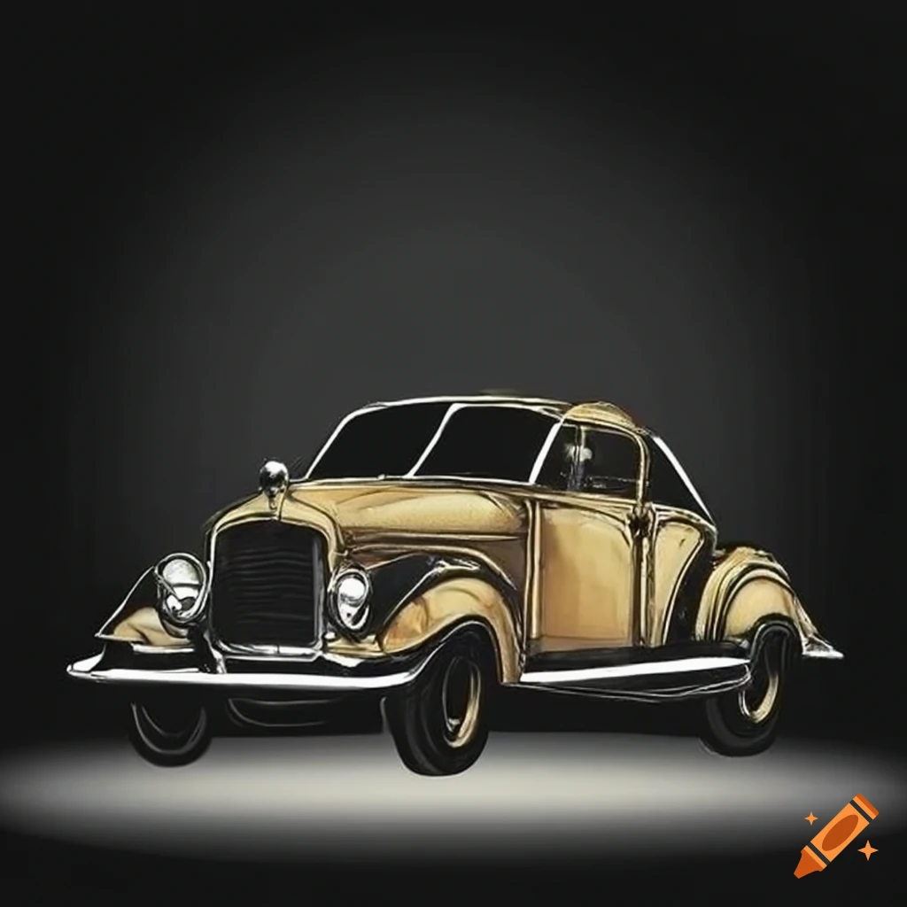 Gold medieval-style motor car with driver on Craiyon