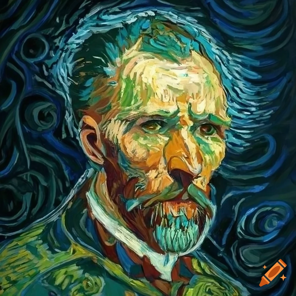 Van gogh style portrait of a velociraptor on Craiyon