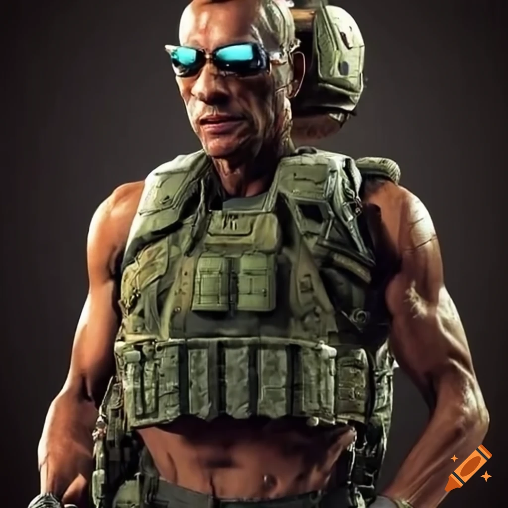 Image of jean claude van dam as a tough army fighter on Craiyon