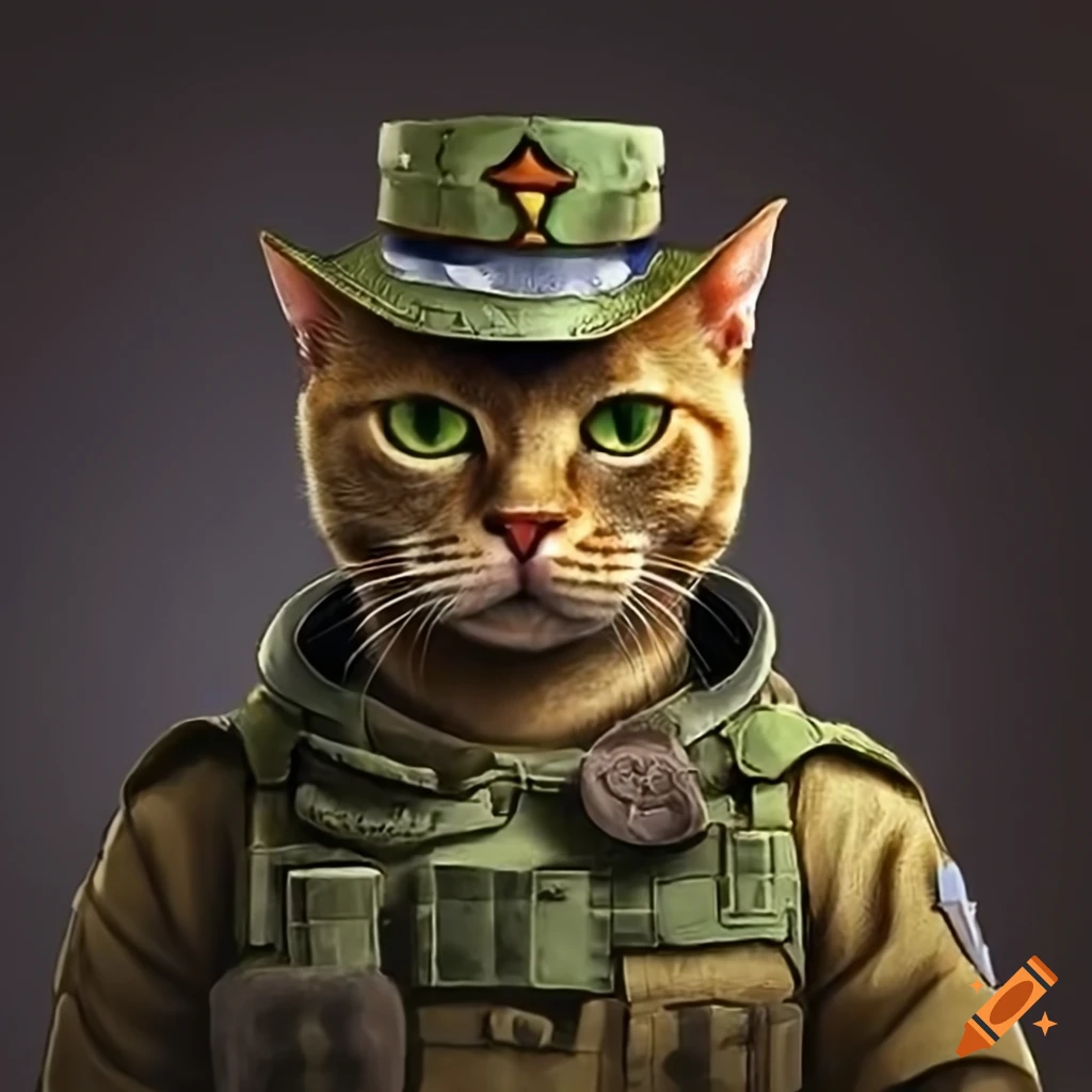 Conceptual art of a sergeant cat on Craiyon