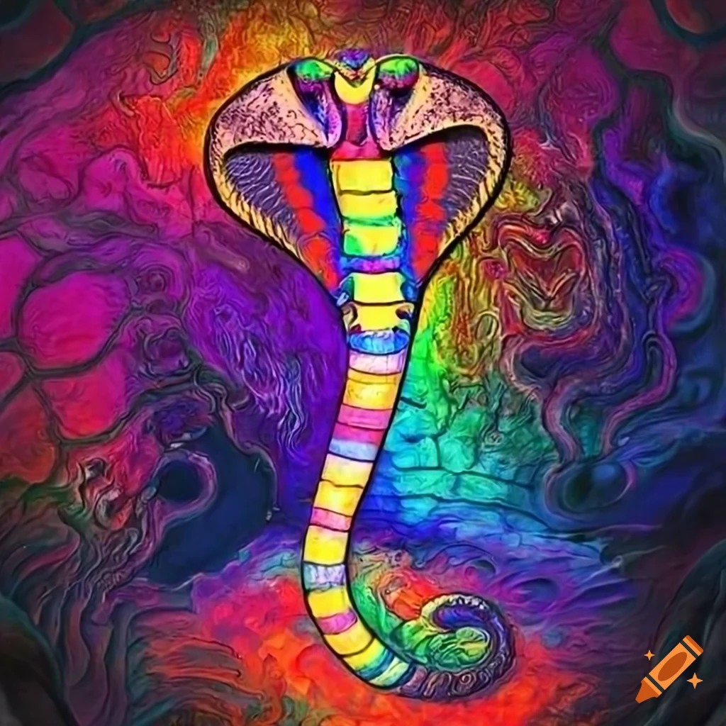 Surrealistic prehistoric cavern with cosmic cobra on Craiyon