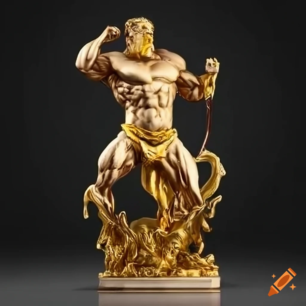 Gold statue of zeus the muscleman