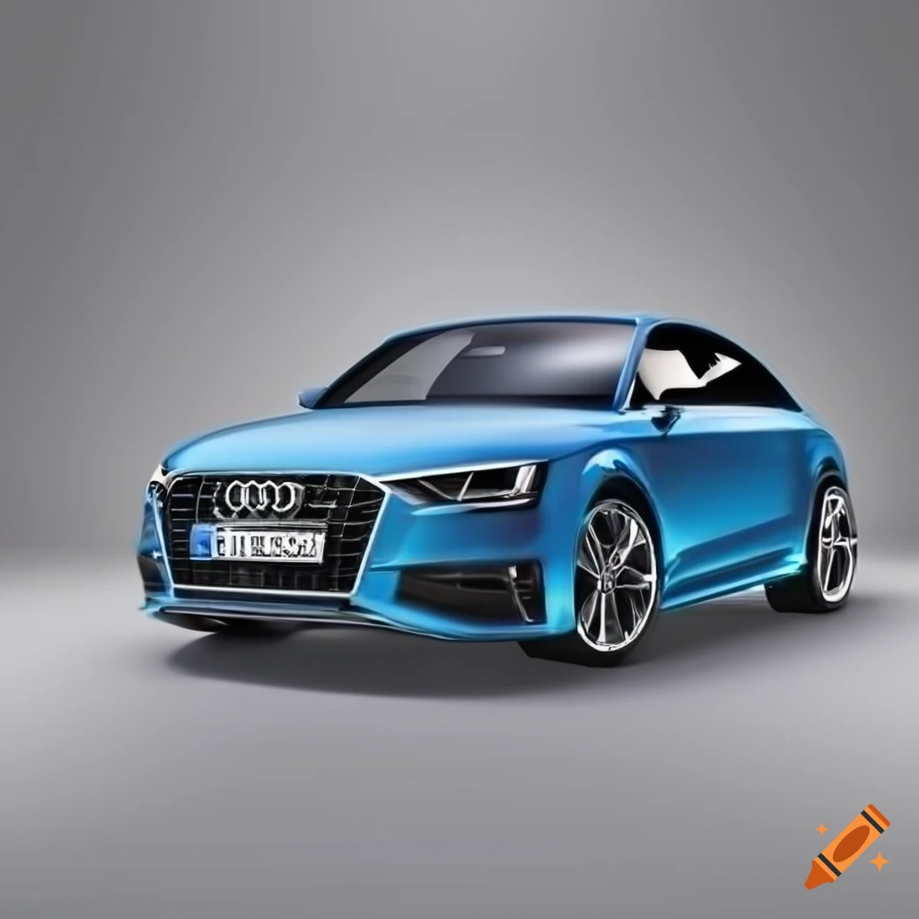 Blue audi car on a white background on Craiyon