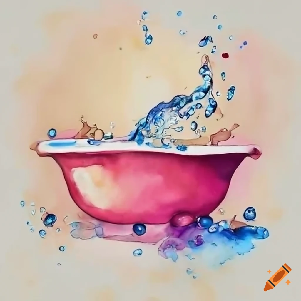 Drawing of water pouring into a bathtub