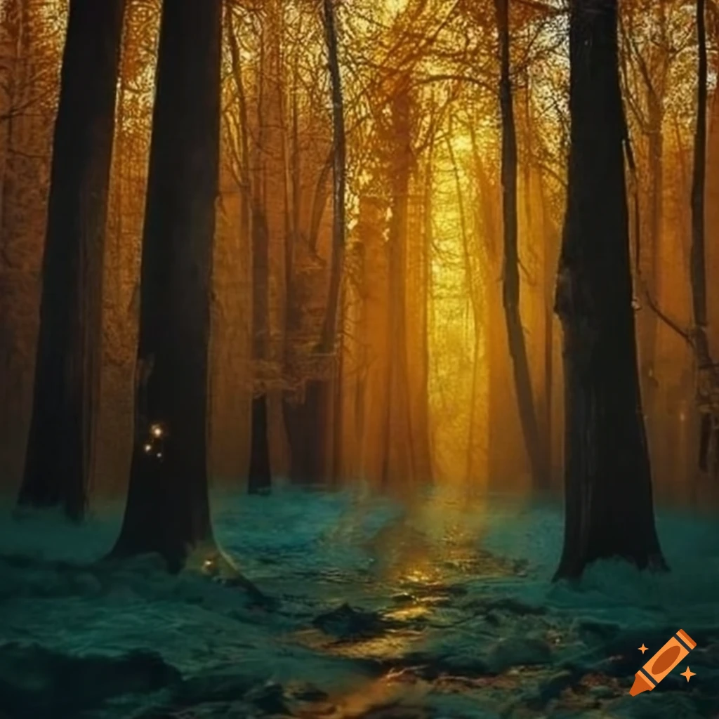 Sunlit golden forest