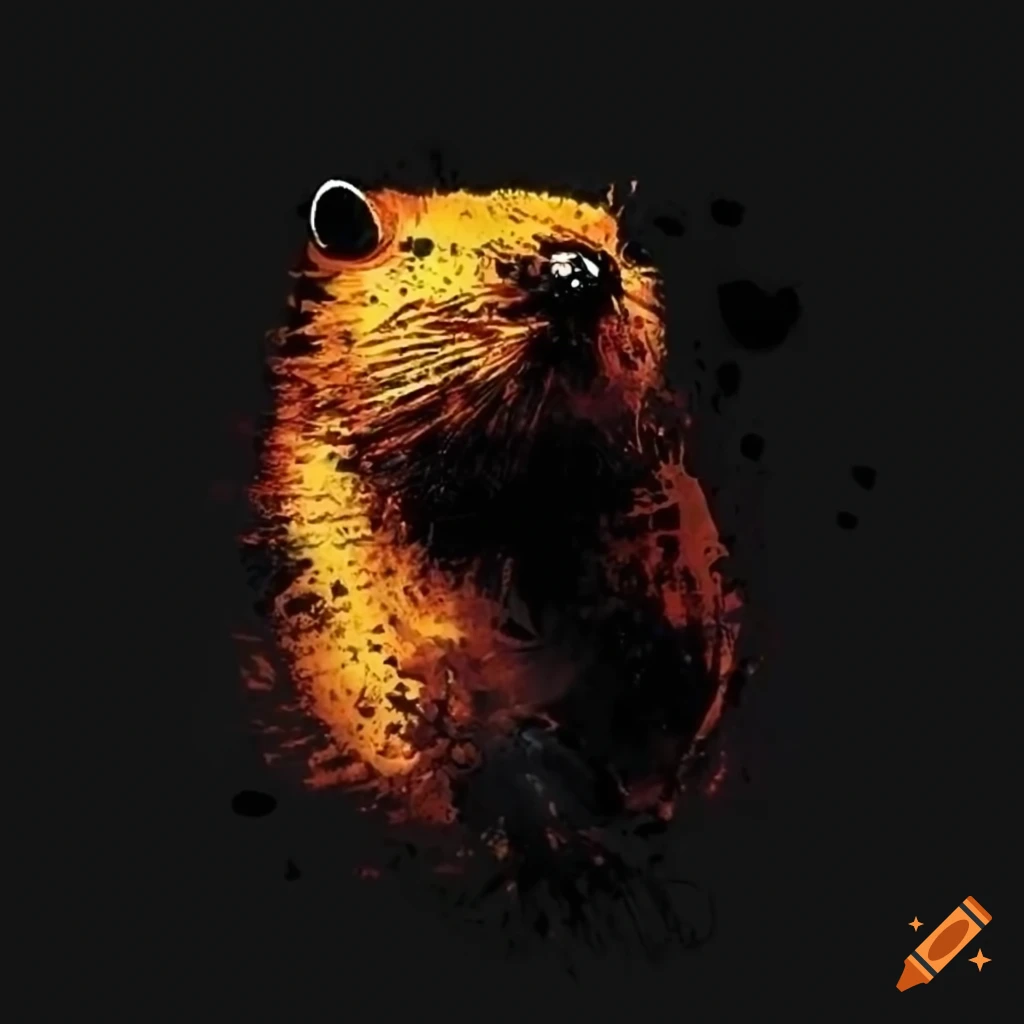 Black ink splatter beaver artwork