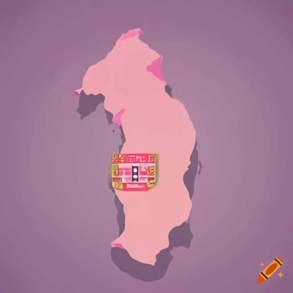 Pastel pink map of Portugal with border highlighted on Craiyon