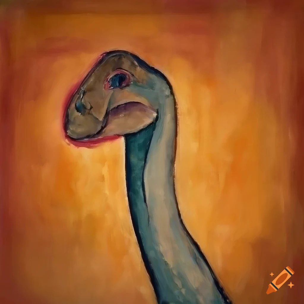 Portrait of a brachiosaurus in modigliani style