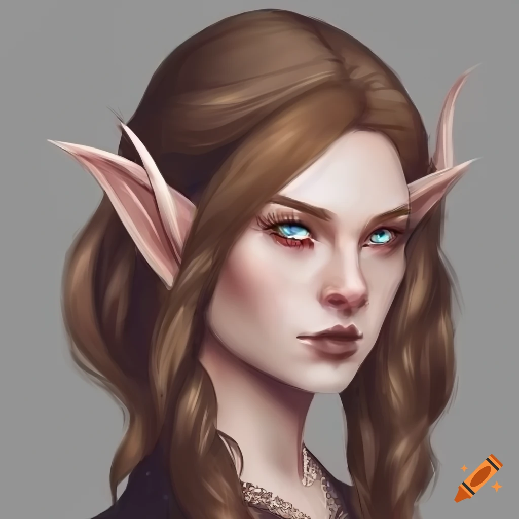 Artwork of a beautiful brown-haired elf on Craiyon