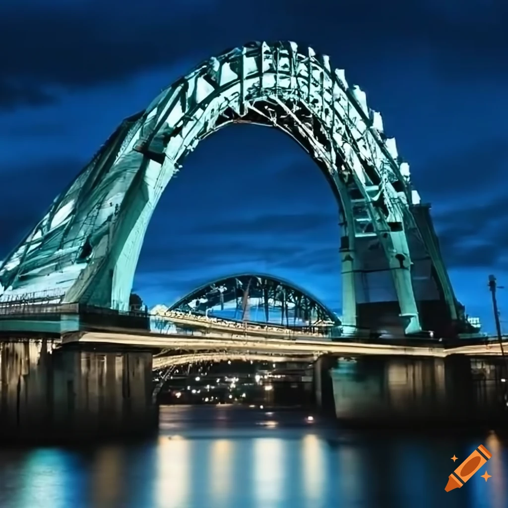 Tyne bridge in newcastle with football team newcastle united logo